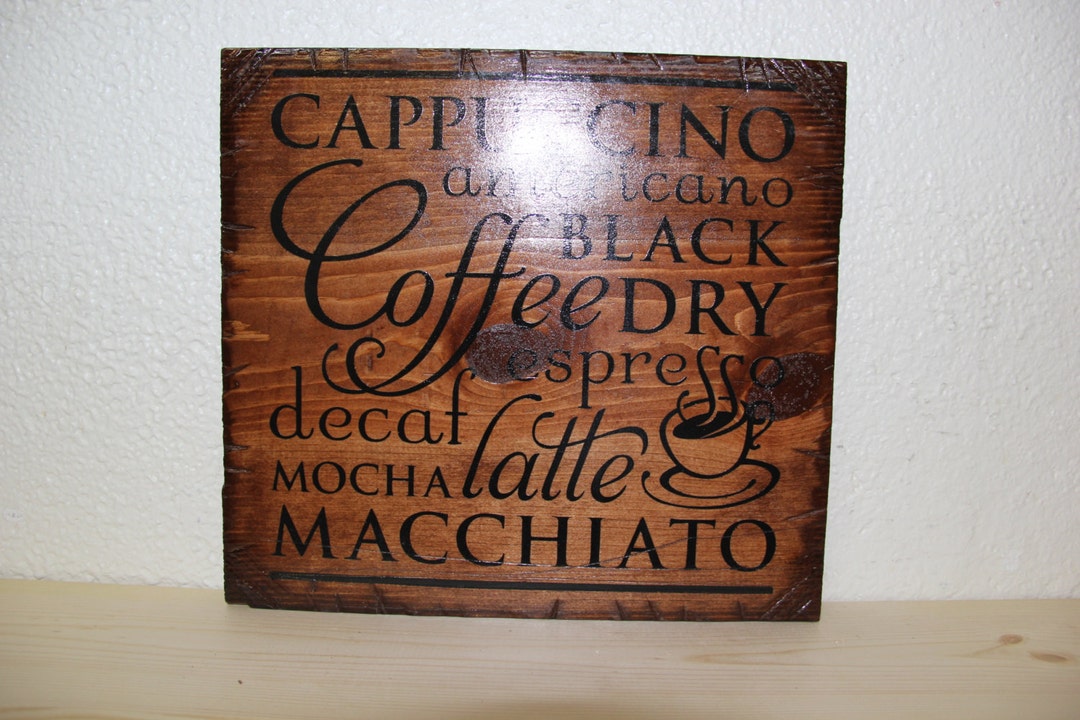 Coffee Wooden Rustic-style Sign (english Chestnut) - Etsy