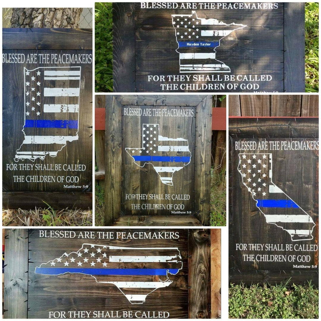 Thin Blue Line Sign: Personalized State Shape, Police Officer Gift - Etsy