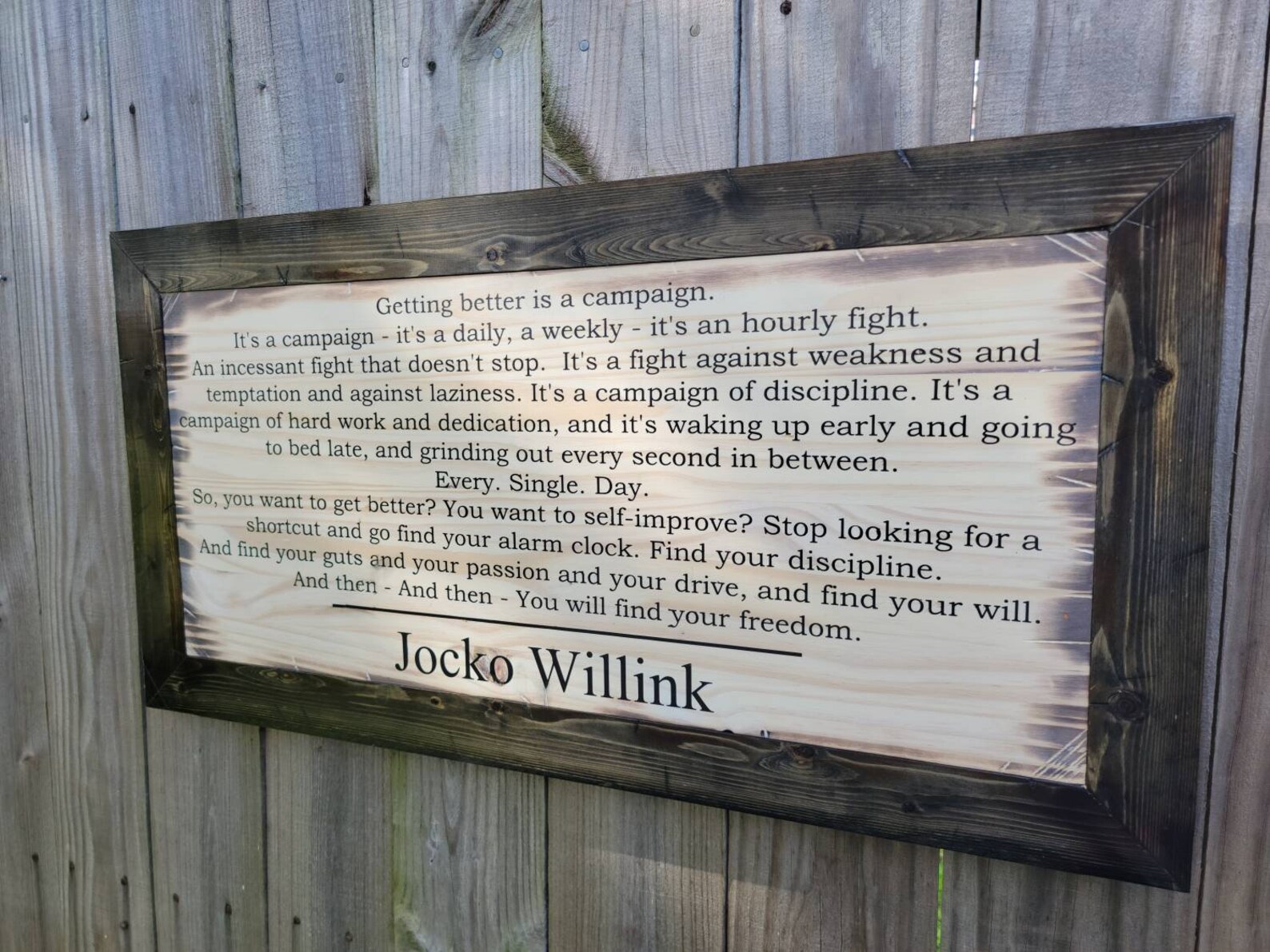 Getting Better is A Campaign Jocko Willink Quote Sign: Inspirational ...