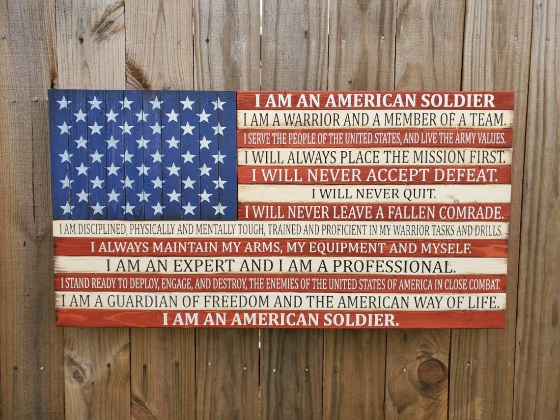American Flag with Soldier's Creed Wooden USA Flag | Etsy