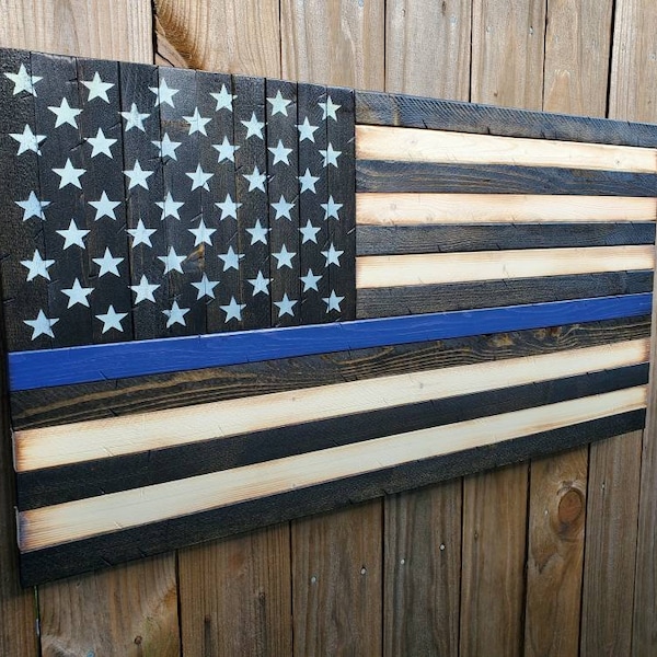 Wooden Thin Blue Line Flag - Etsy
