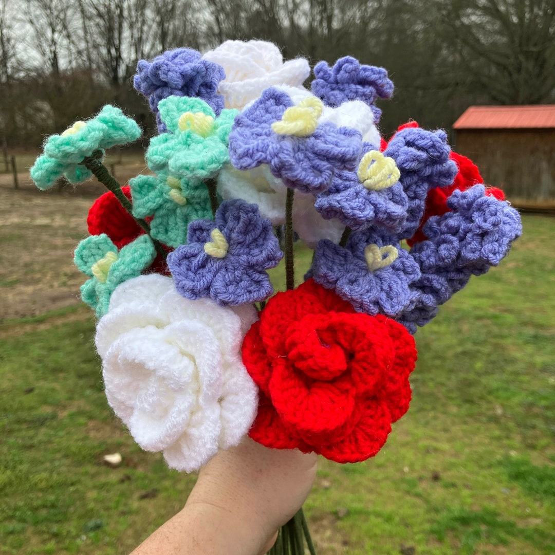 Crochet Forever Flowers Red Spring Bouquet - Etsy