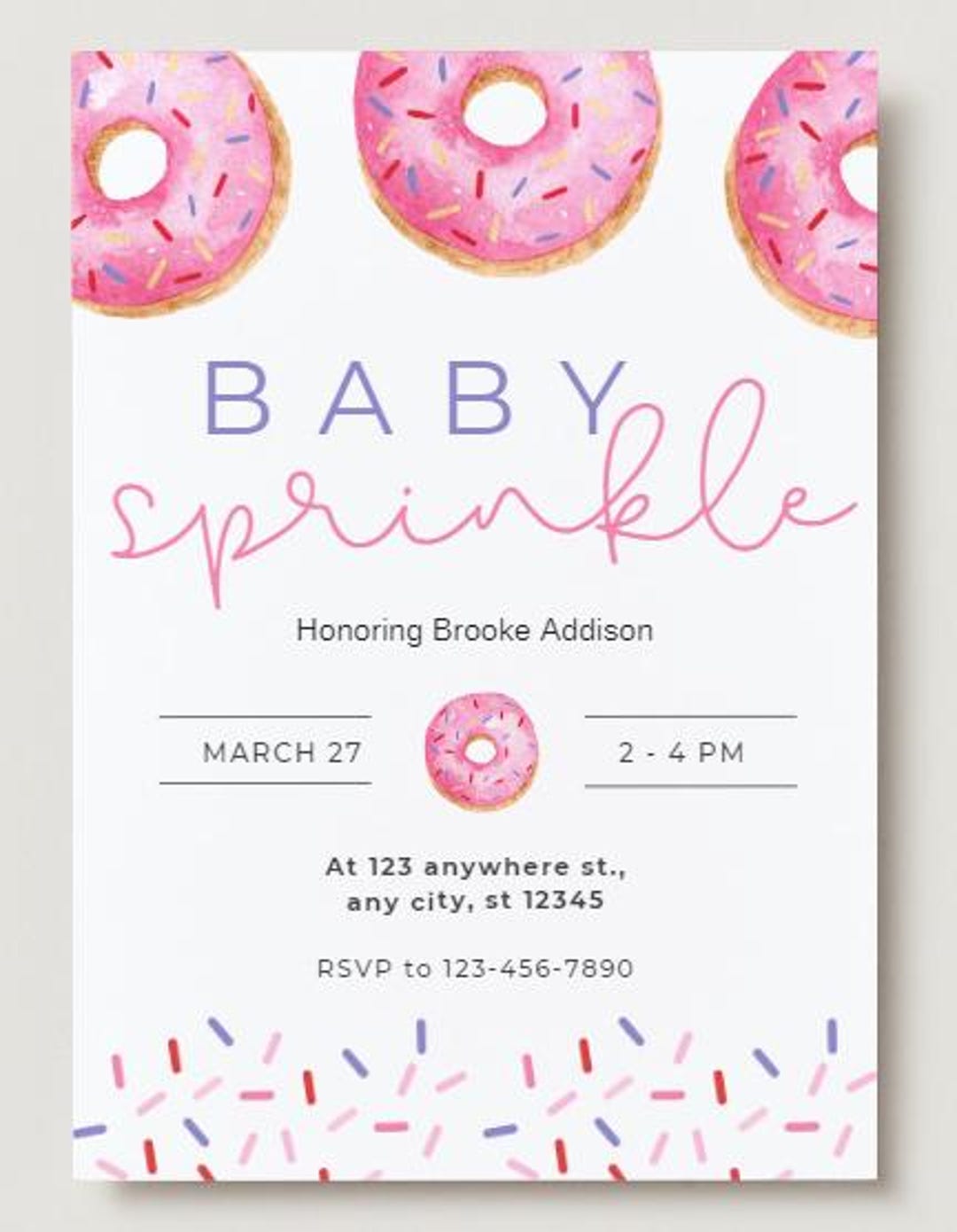 Baby Shower Invitation - Pink Sprinkle Template – Fully Customizable - Etsy