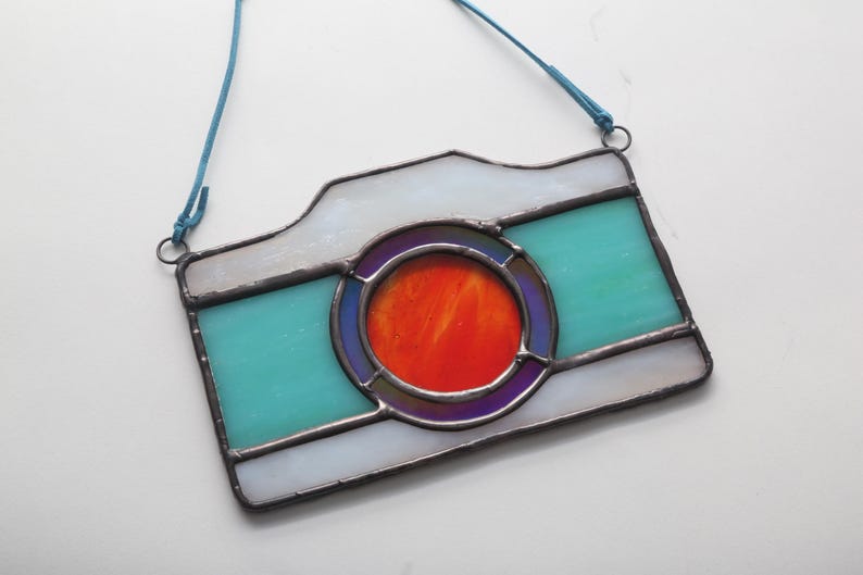 Stained Glass Vintage Camera Suncatcher Window Hanging Stained Glass ...