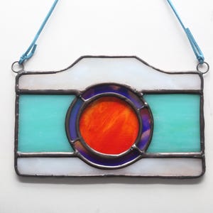 Stained Glass Vintage Camera Suncatcher Window Hanging Stained Glass ...