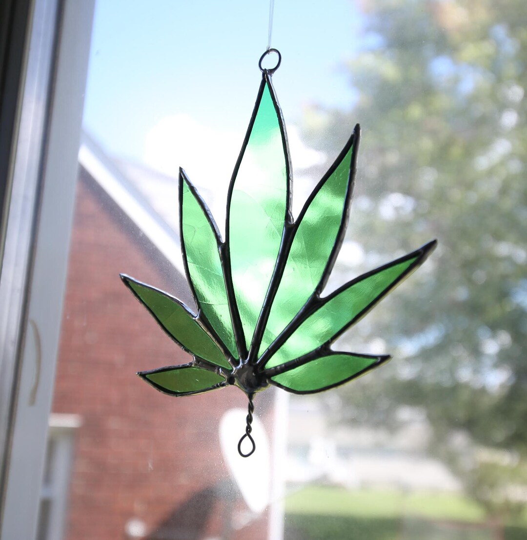 Stained Glass Weed Leaf Suncatcher - Etsy