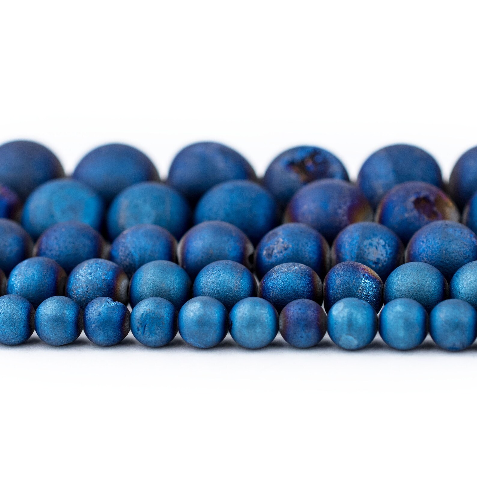 Blue Druzy Agate Beads: Full Strand Electroplated Round Matte | Etsy