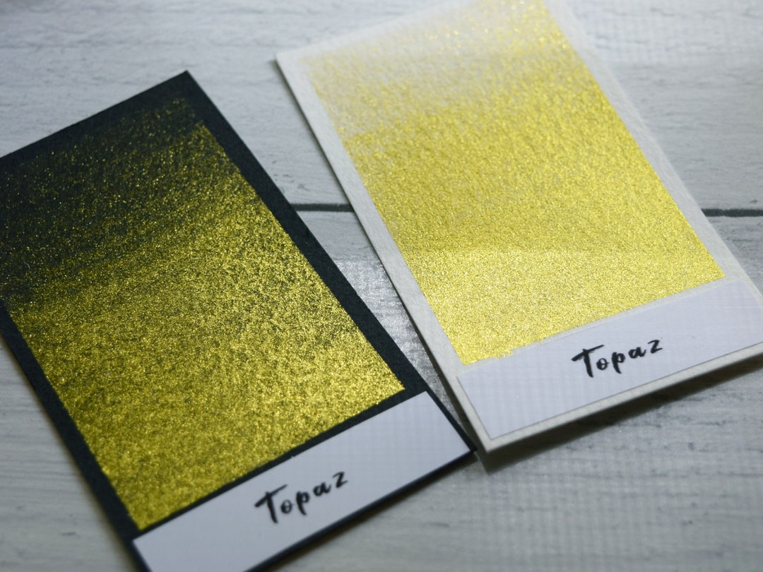 Topaz Handmade Watercolor: Shimmering Yellow Paint (half Pan) - Etsy