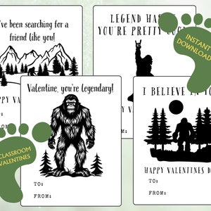Bigfoot Sasquatch Yeti Fast and Easy Printable School Valentines. Just ...