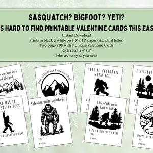 Bigfoot Sasquatch Yeti Fast and Easy Printable School Valentines. Just ...