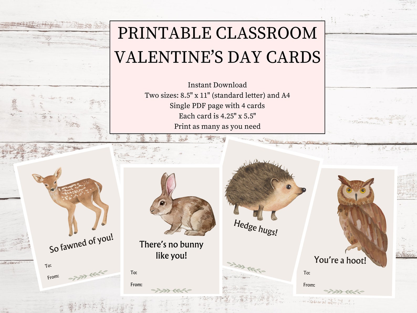 Animal Valentine's Day Cards - Printable Classroom Exchange (PDF ...