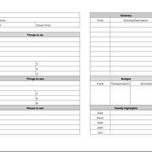 Day Trip Planner; Day Excursion; Itinerary; Family Outing Planner ...