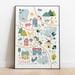 DIGITAL Little Village Map Art Print, Farm Wall Decor for Kids, Nursery ...