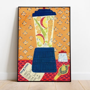 DIGITAL Orange Smoothie Art Print, Smoothie Illustrated Recipe Wall Art ...