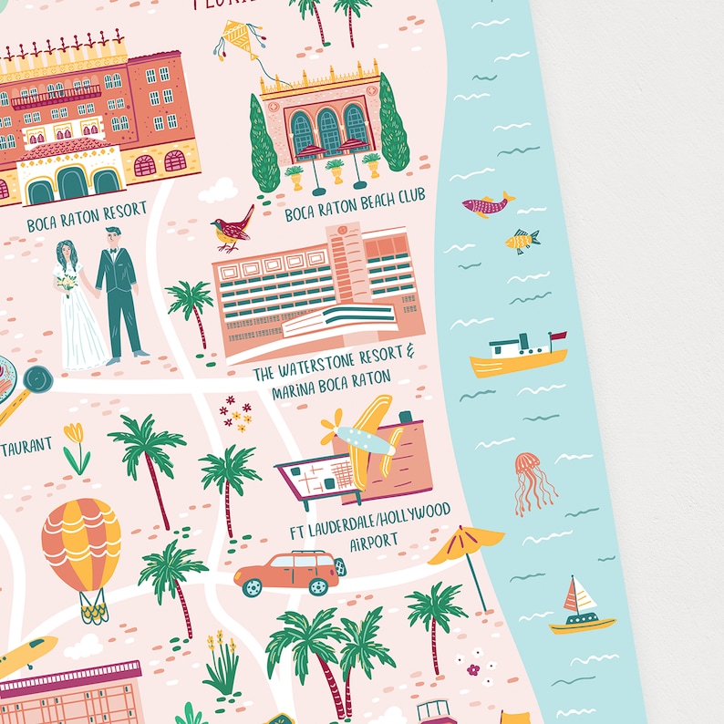 DIGITAL Custom Wedding Map Illustrated Invitation Save the - Etsy