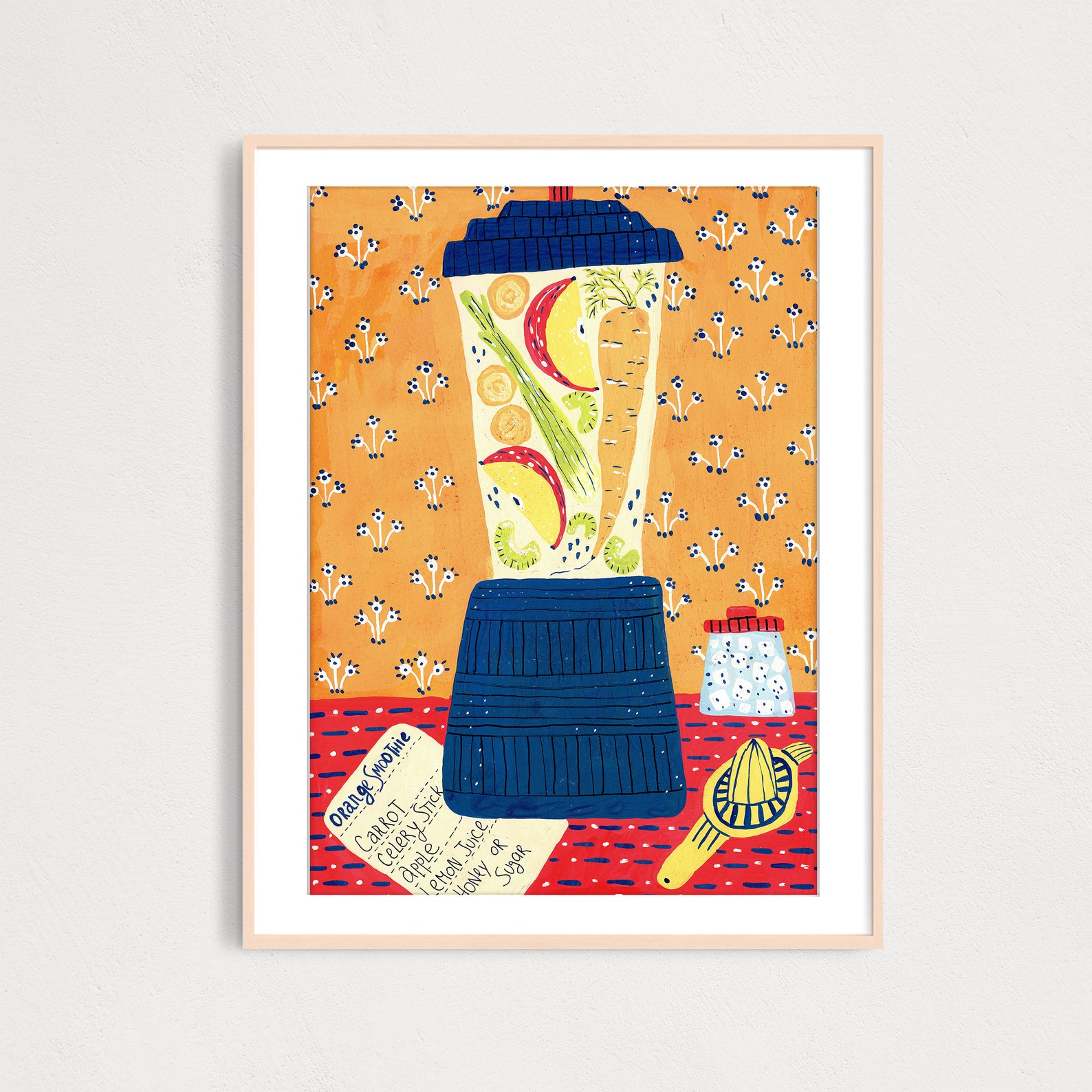 DIGITAL Orange Smoothie Art Print, Smoothie Illustrated Recipe Wall Art ...
