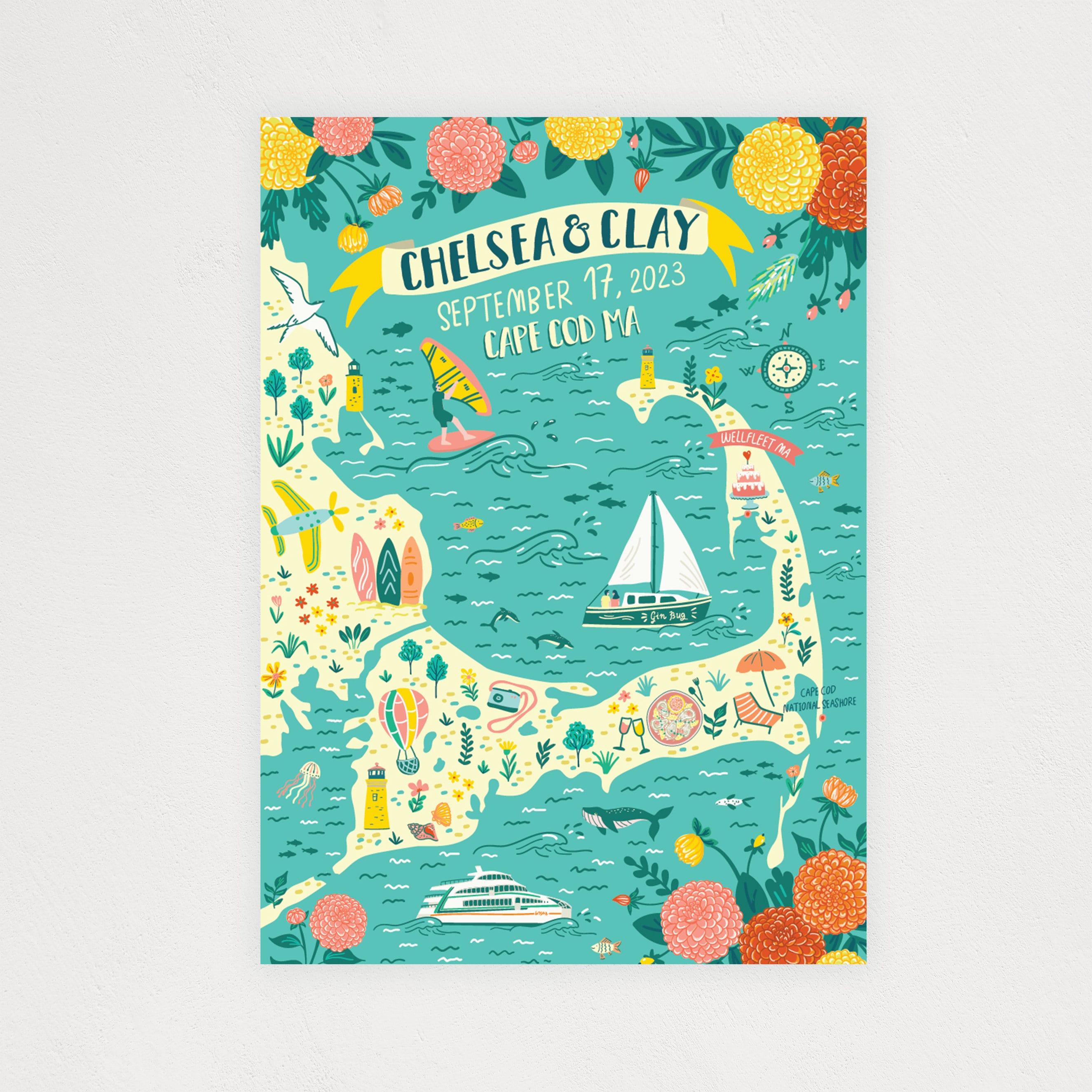 Digital Custom Wedding Map Illustrated Invitation Save The Date Welcome Map Printable File 9968