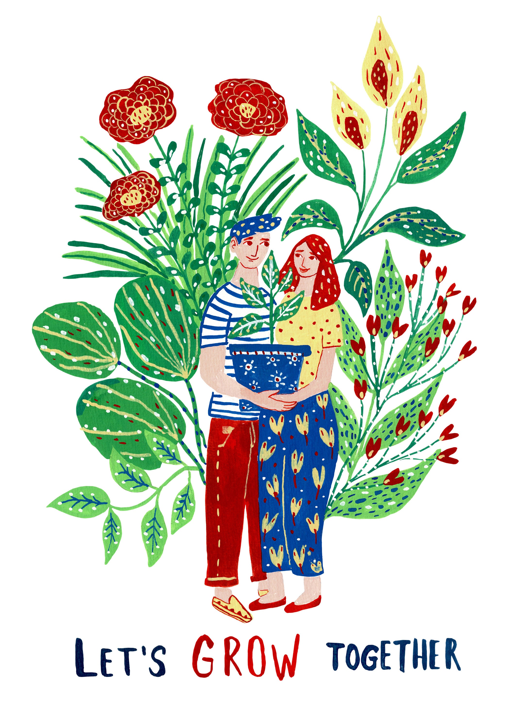 Grow Together Art Print Illustrationwall Decor Gift for - Etsy