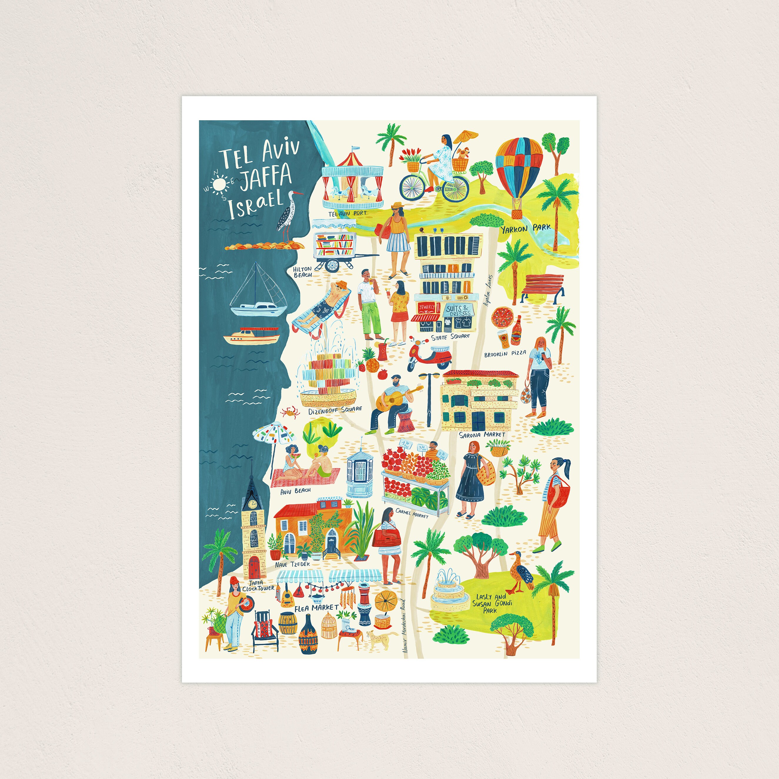 DIGITAL City Map of Tel Aviv Jaffa Art Print, Printable Digital ...