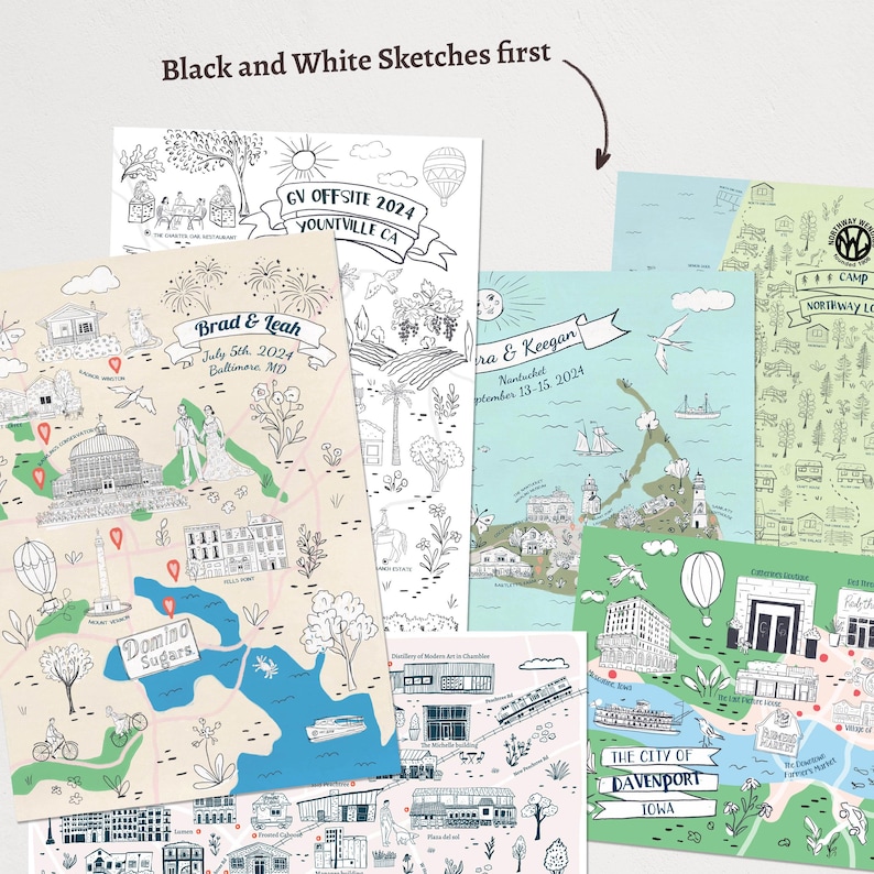 DIGITAL Custom Illustrated Map for Any City or Location - Perfect Gift ...