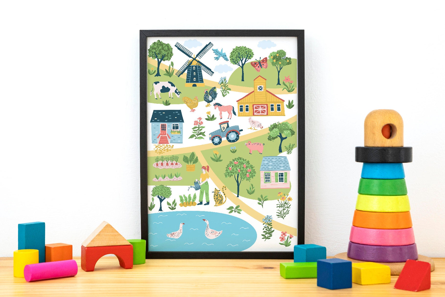 Fun at the Farm Map Creator Clipart Printable Art Wall Art City Map ...