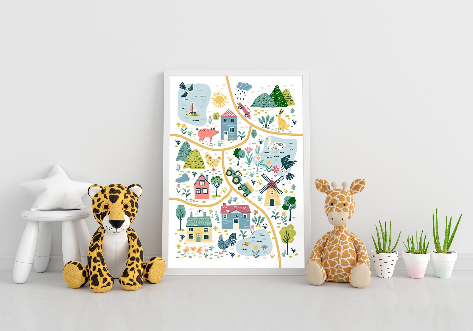 DIGITAL Little Village Map Art Print Farm Wall Decor for - Etsy
