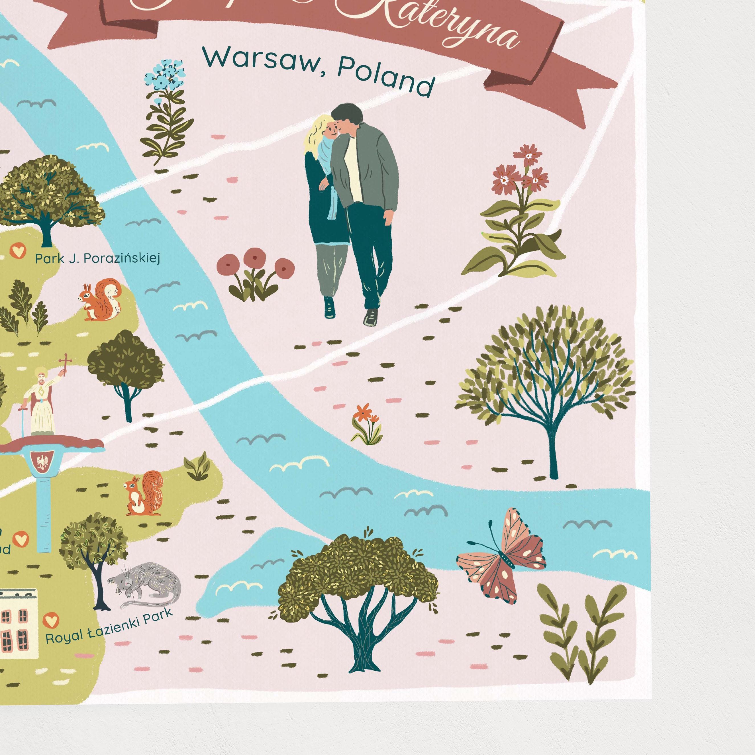 DIGITAL Custom Illustrated Map for Any City or Location - Perfect Gift ...