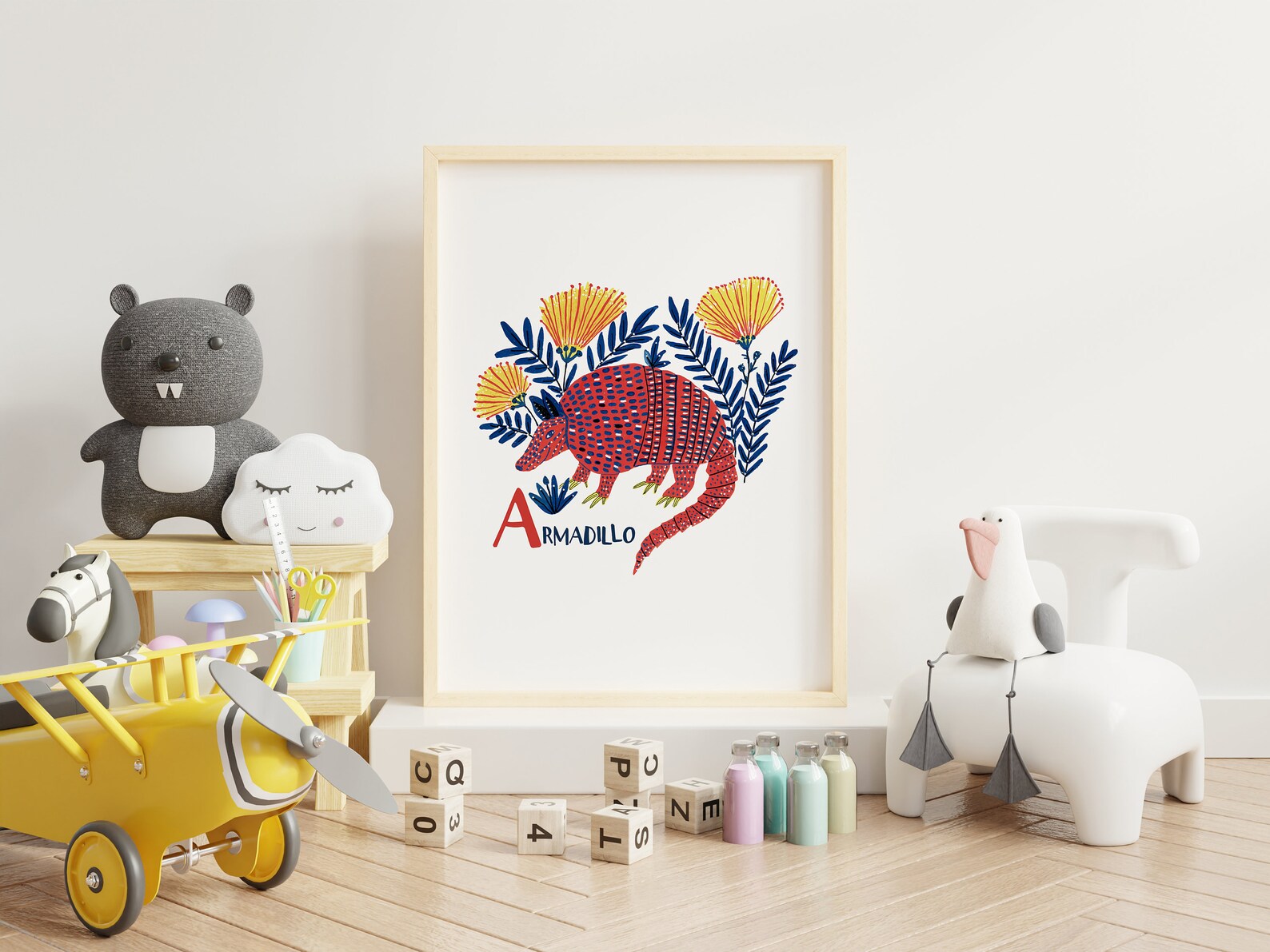 Happy Animal Armadillo Art Print Alphabet A Letter Kids Room - Etsy