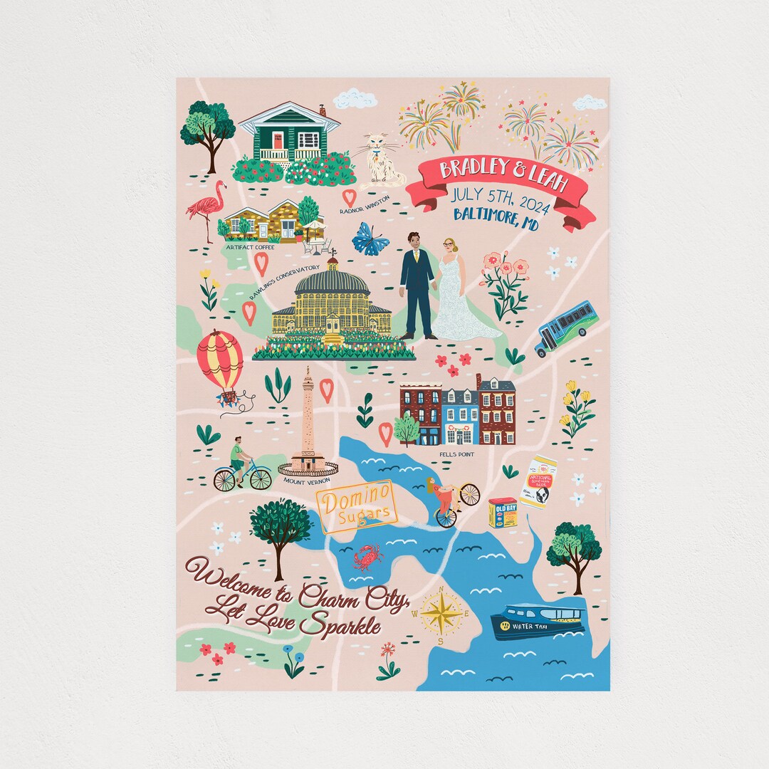 DIGITAL Custom Wedding Map Illustrated Invitation, Save the Date ...