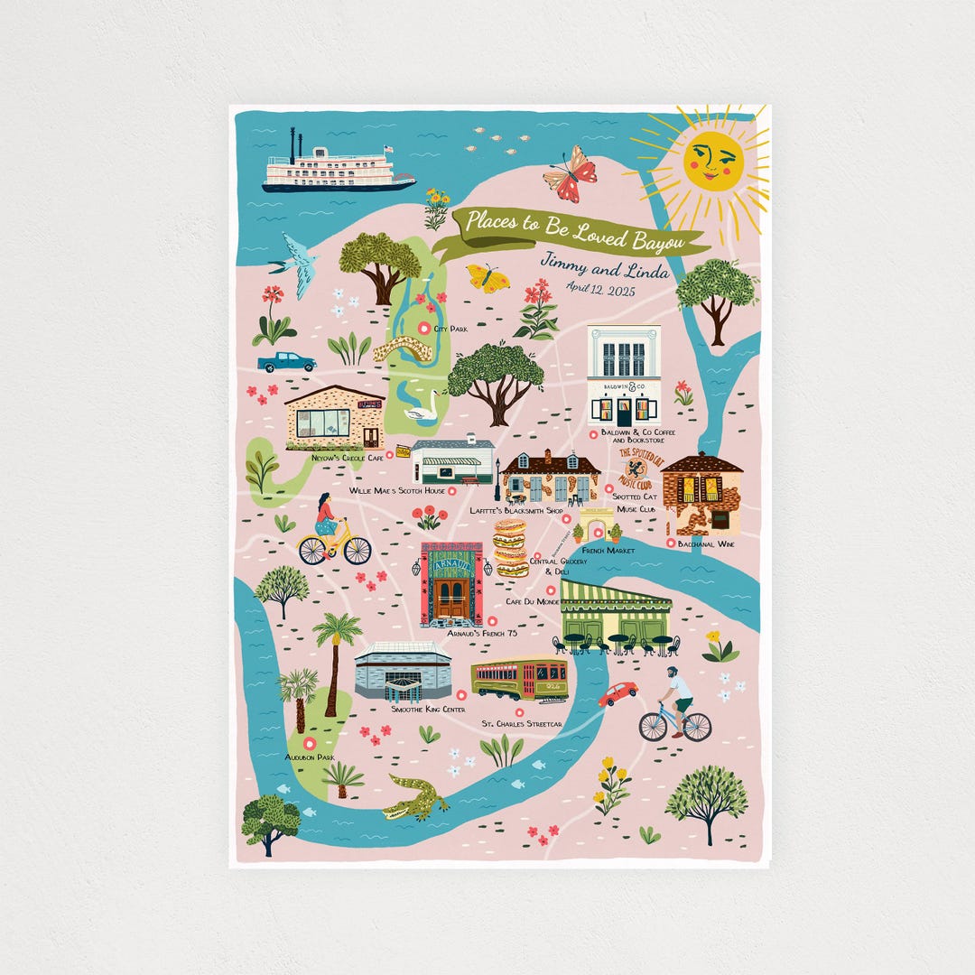 DIGITAL Custom Illustrated Map for Any City or Location - Perfect Gift ...