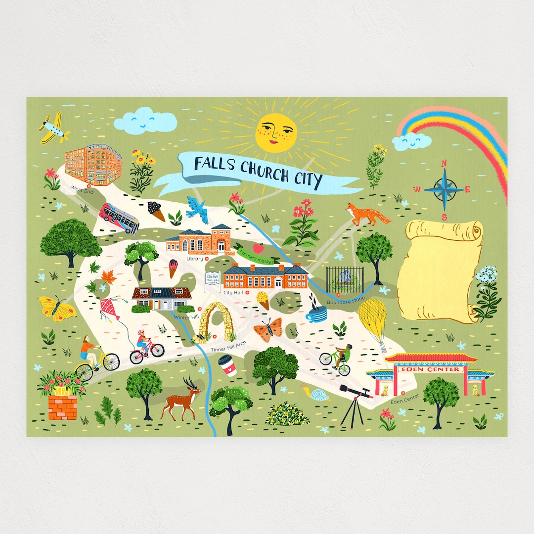 DIGITAL Custom Illustrated Map for Any City or Location - Perfect Gift ...