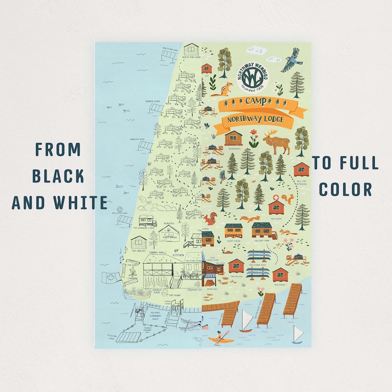 DIGITAL Custom Illustrated Map for Any City or Location - Perfect Gift ...