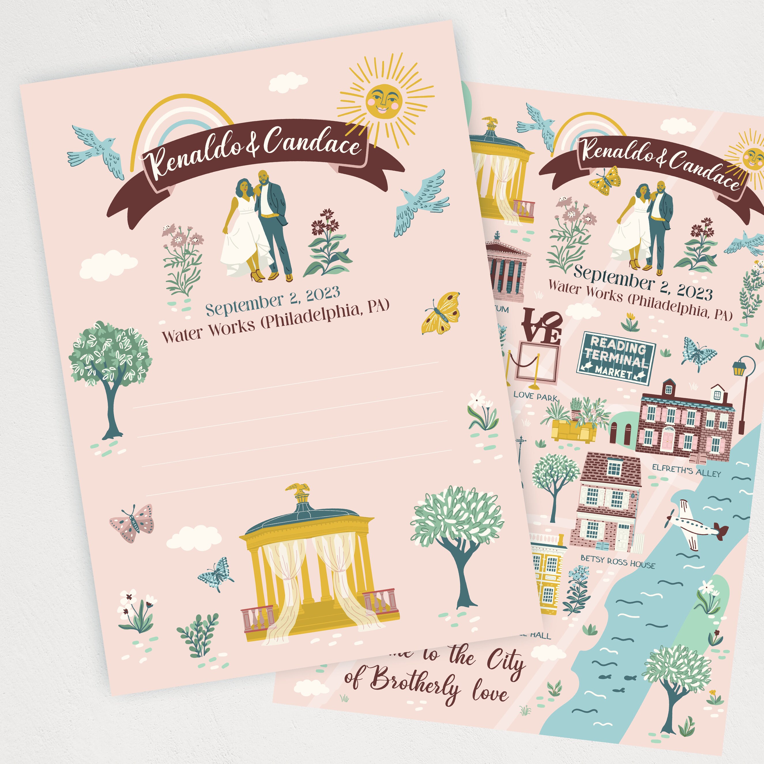 DIGITAL Custom Wedding Map Illustrated Invitation, Save the Date ...