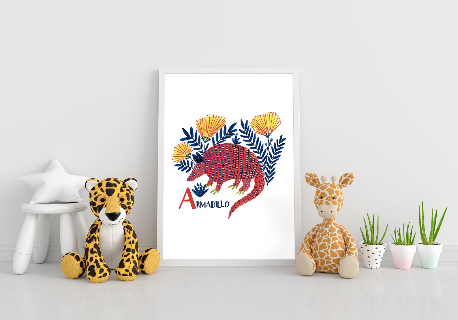 Happy Animal Armadillo Art Print Alphabet A Letter Kids Room | Etsy