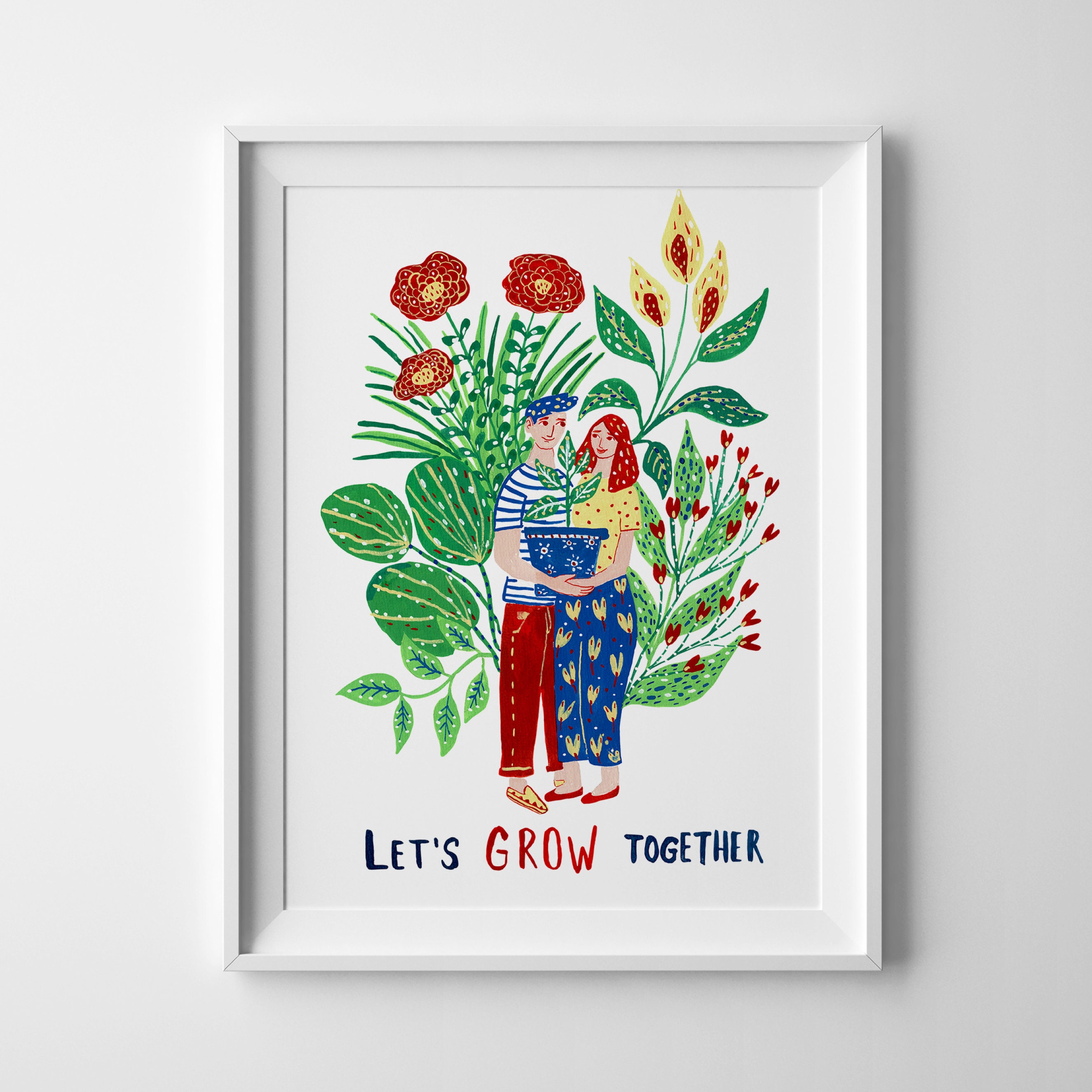 Grow Together Art Print Illustrationwall Decor Gift for - Etsy