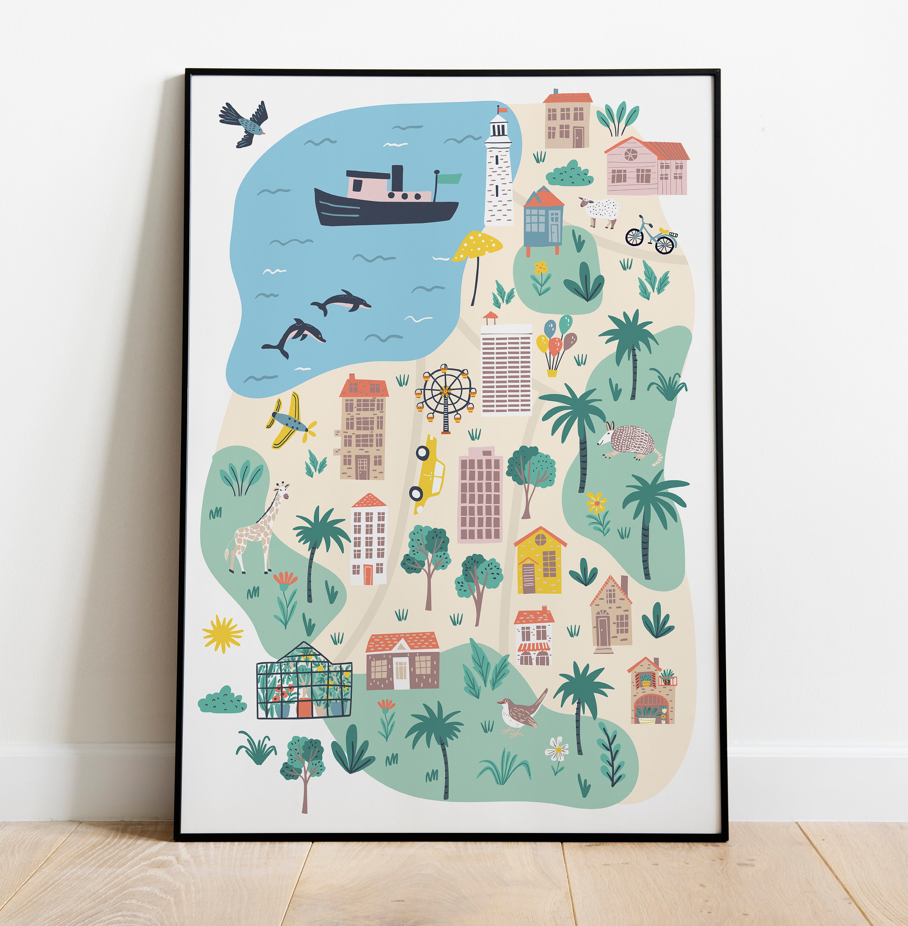 City Map Art Print, Printable Digital Art Print, Nursery Wall Decor ...