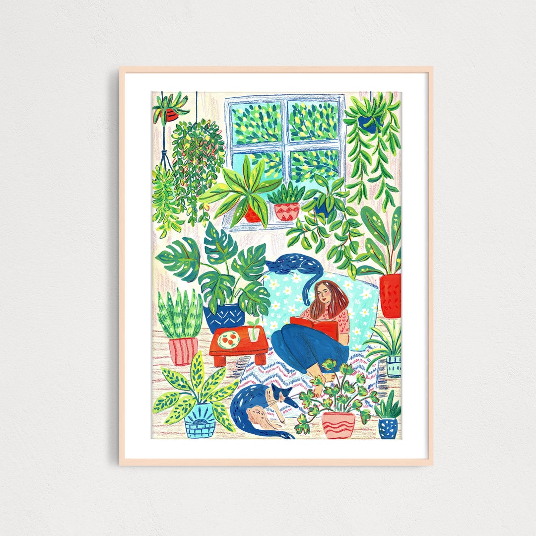 DIGITAL Woman Reading Book Art Print, Printable Digital Download, Book ...