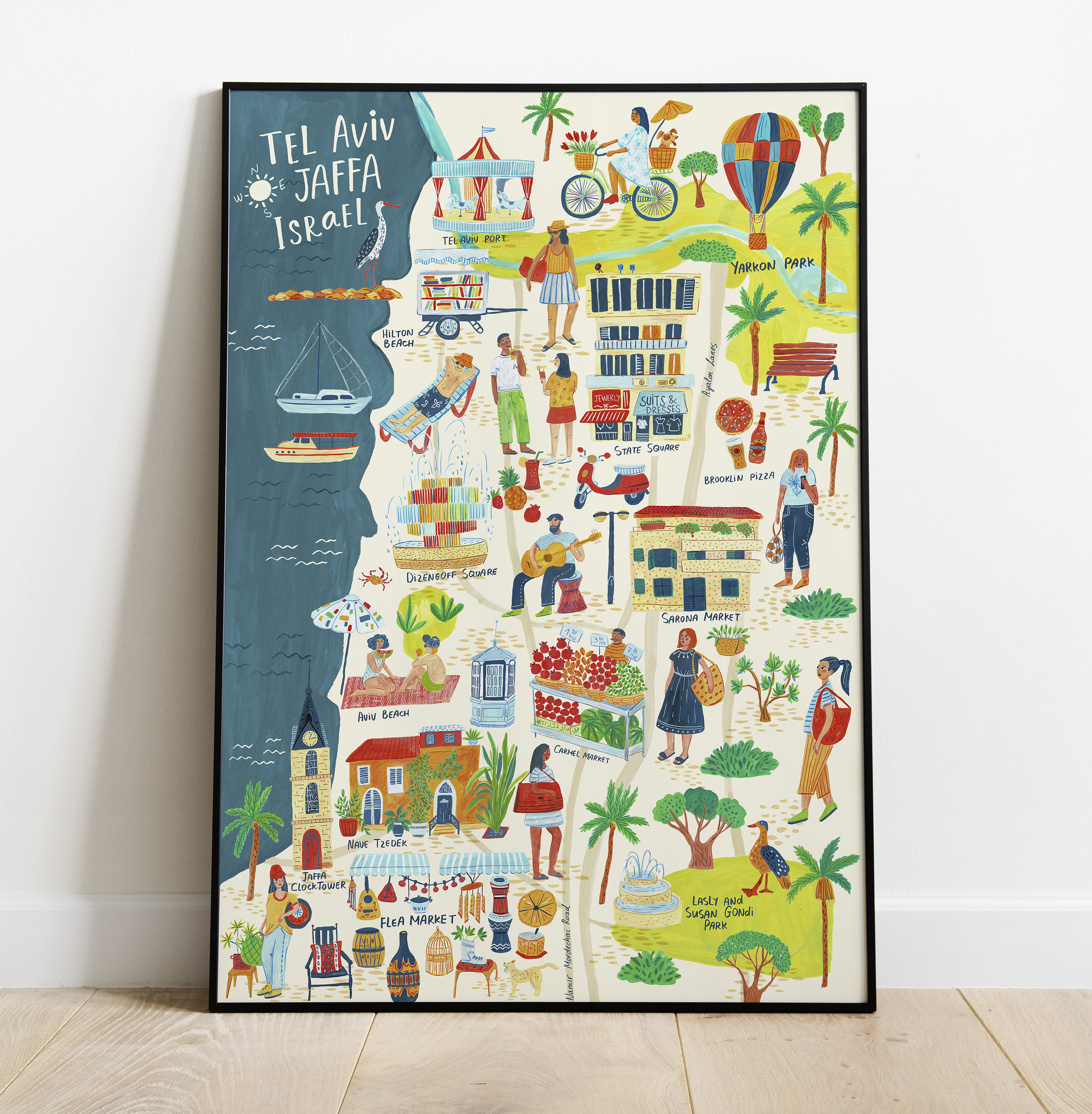 DIGITAL City Map of Tel Aviv Jaffa Art Print, Printable Digital ...