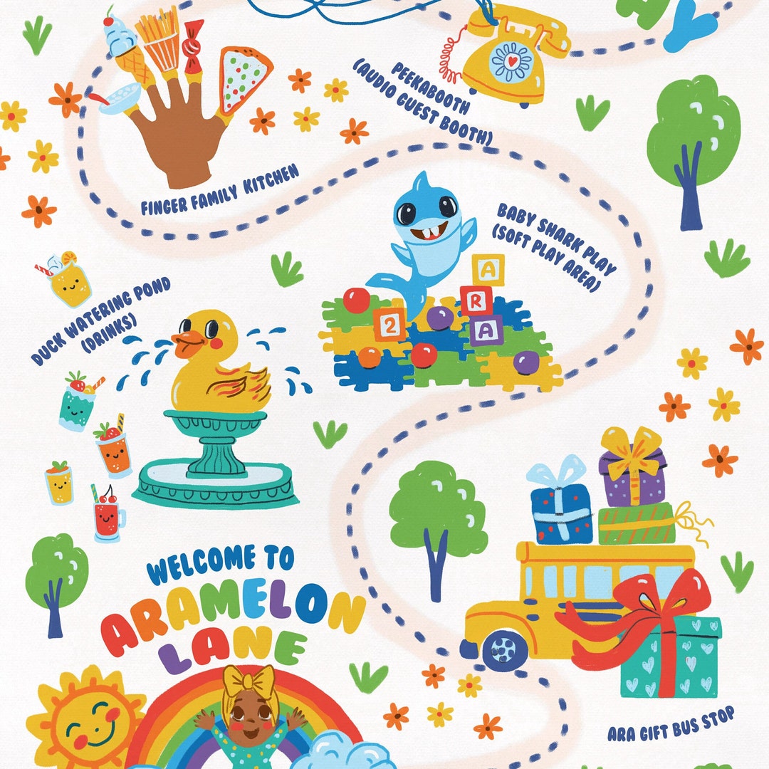 Illustrated Custom Event Map - Map for Events - Birthday Party ...