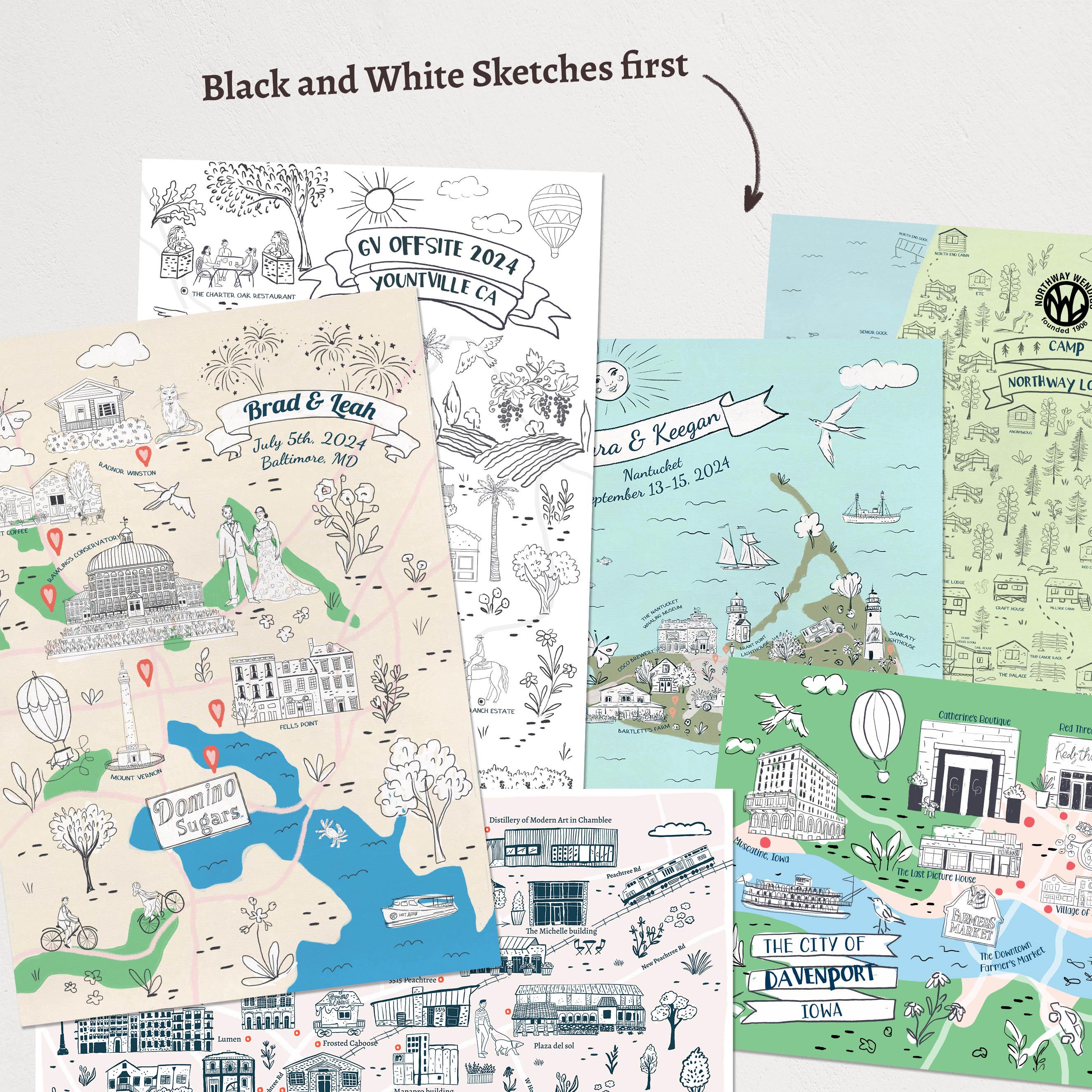 Custom Illustrated Map for Corporations – 20-23 Locations ...