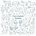 ANIMAL Doodle Vector Icons Doodle Farm Animals Icons Clipart Hand Drawn ...