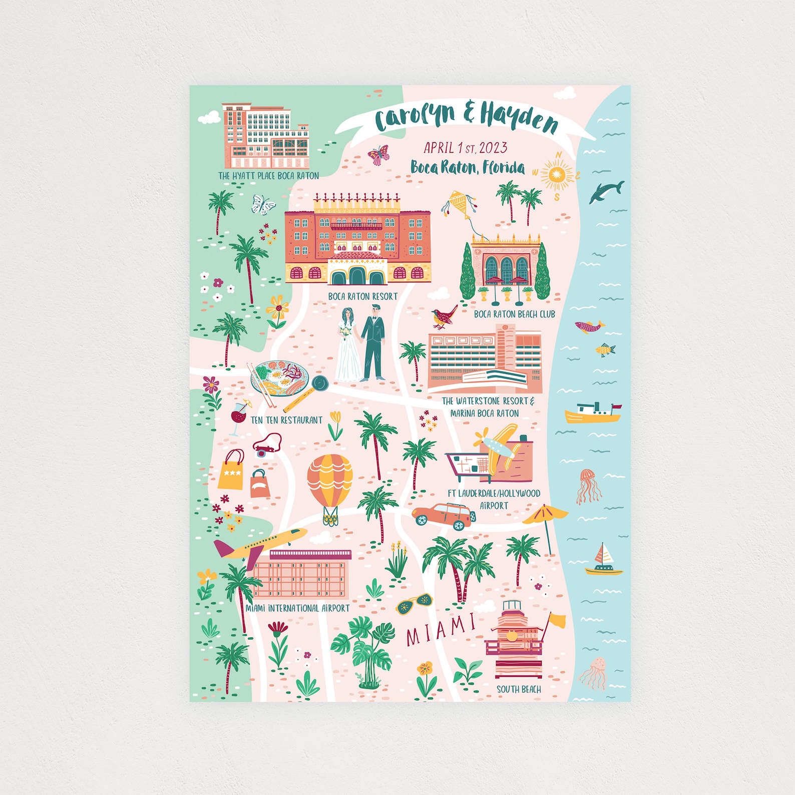 DIGITAL Custom Illustrated Map for Any City or Location - Perfect Gift ...