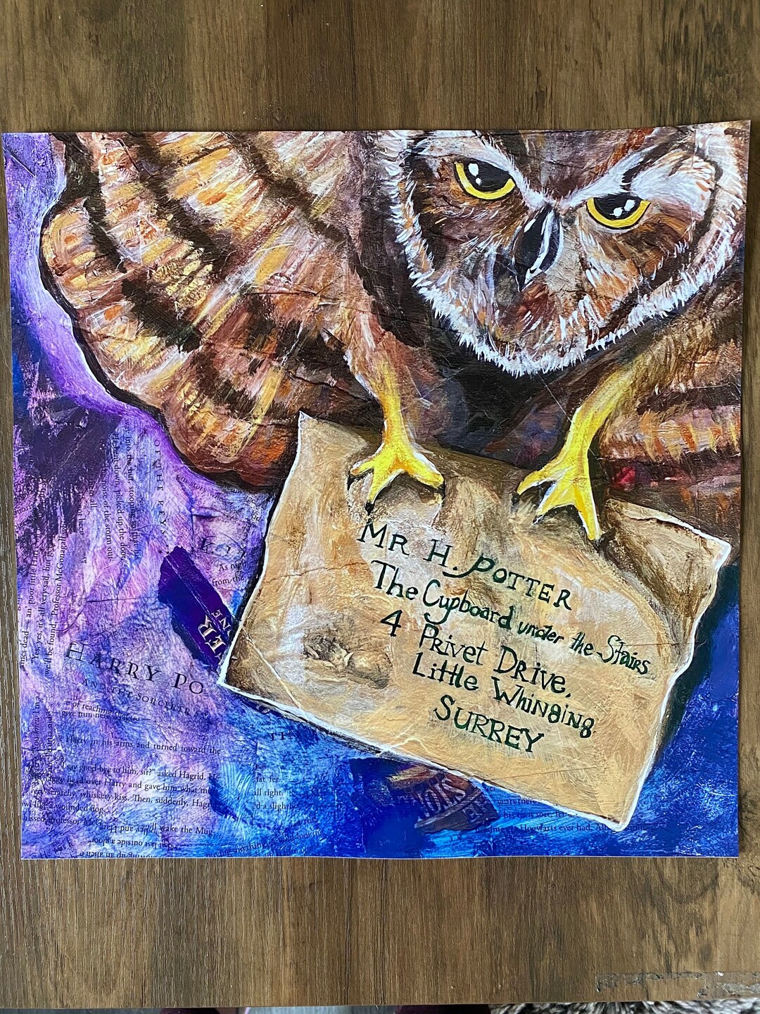 PRINT- 12x12 Hogwarts Letter Owl - Etsy