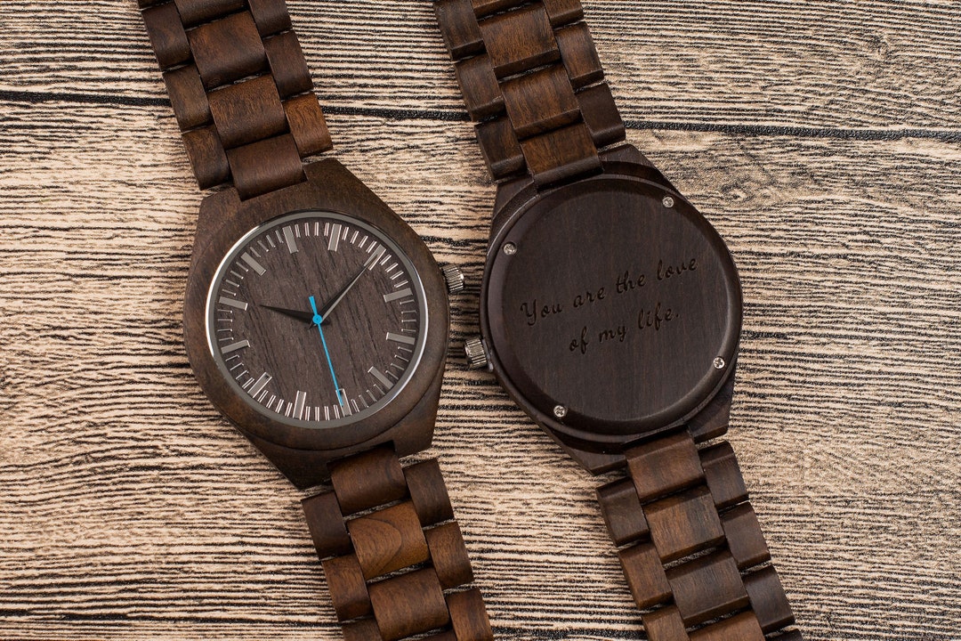 Custom Watch Wood Watch for Men Wooden Watch Engraved Wood - Etsy