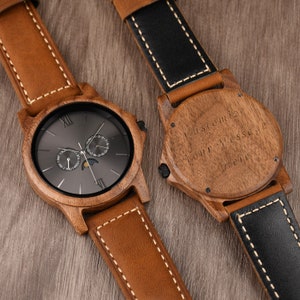Wood Watch, Custom Mens Watch, Engraved Wood Watch, Walnut Watch With ...
