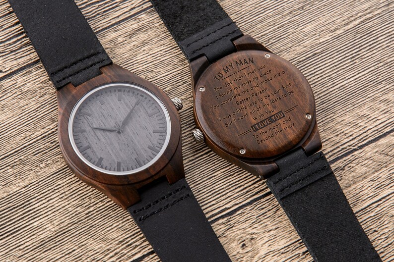 Custom Wood Watch Engraved Mens Watch Wood Wristwatch with | Etsy