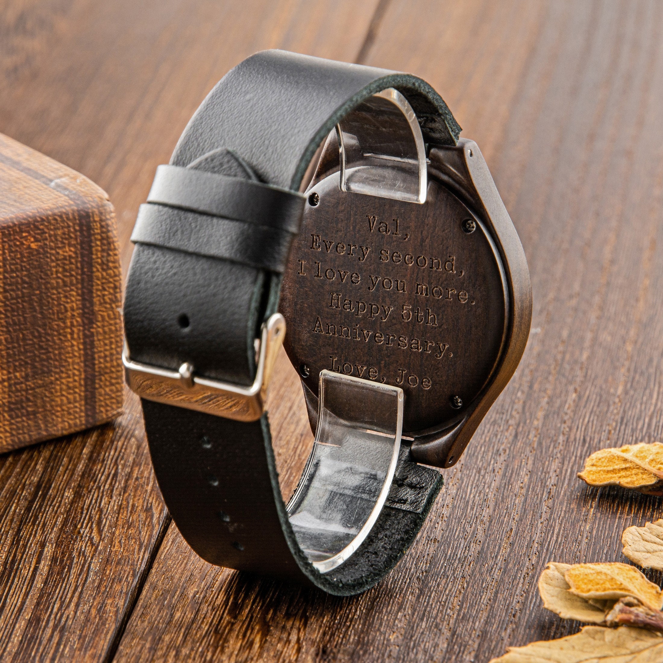 Engraved Wood Watch for Men Custom Engraved Wooden Wristwatch for Him ...