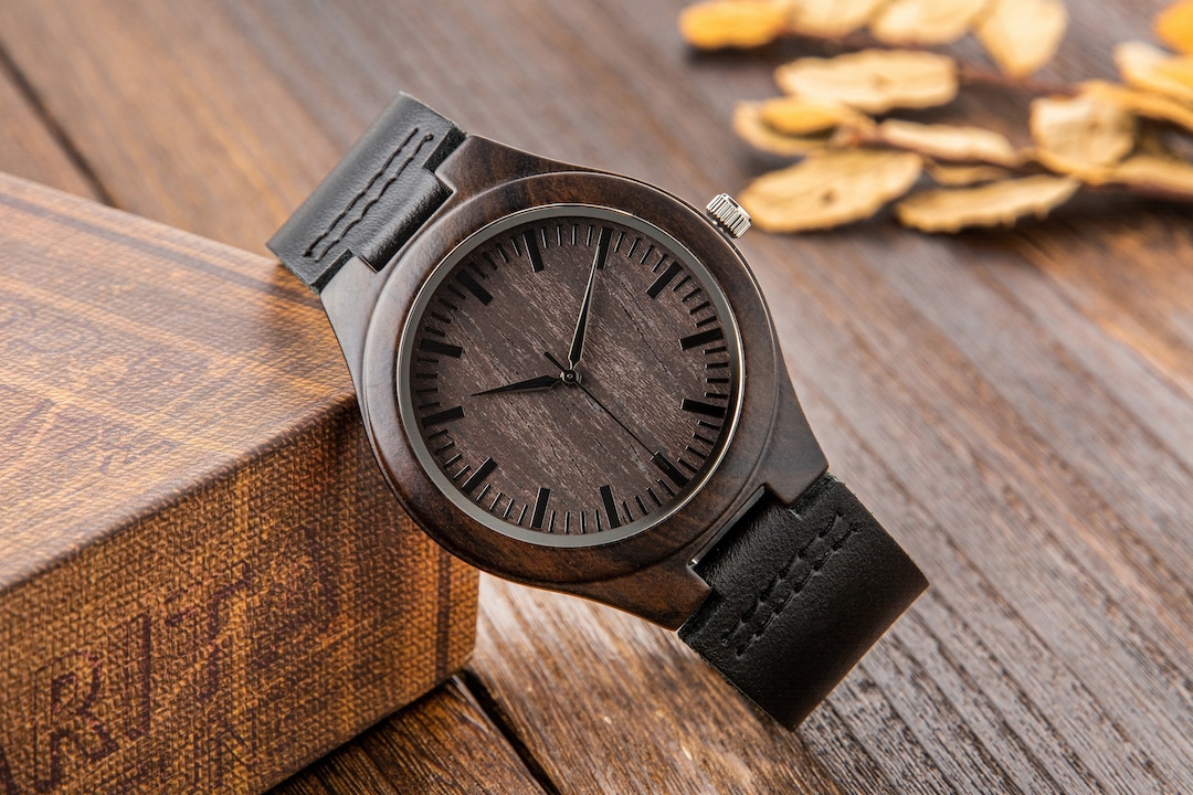Engraved Wood Watch for Men Custom Engraved Wooden Wristwatch for Him ...