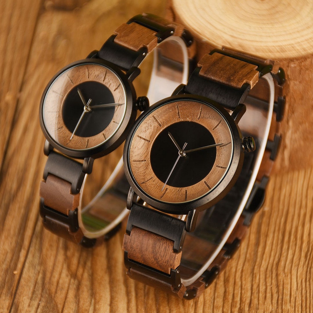 Couple Watch, Customized Wood Watch, Walnut Couple's Wood Watch ...