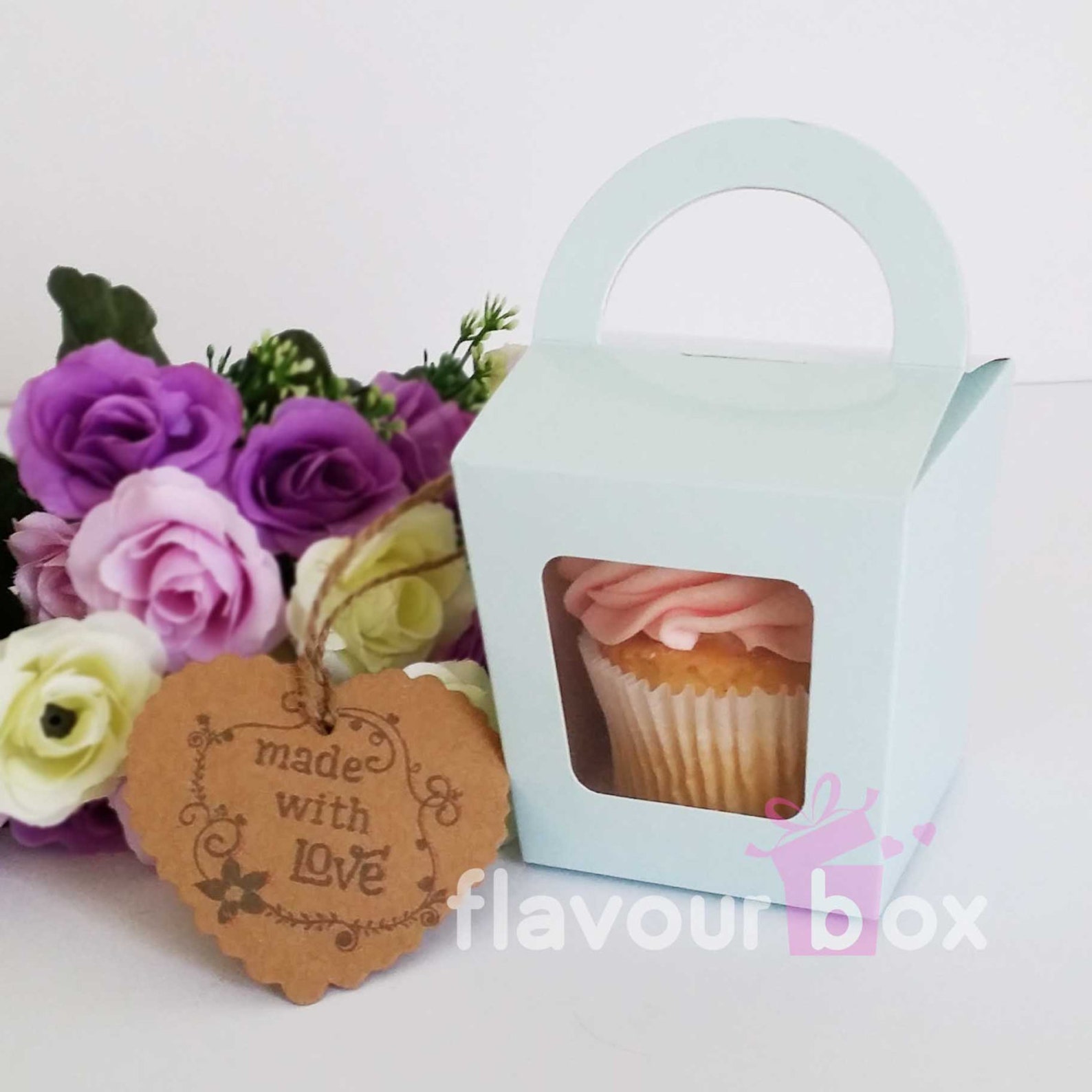 20-120x Blue Single Cupcake Boxes with Handle Cookie Boxes | Etsy